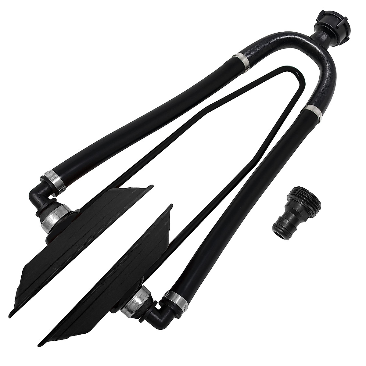 Seaworks Dual Feed Muff Style Boat Motor Flusher | Use for Antifreeze Winterization or Common Water Flush | 5/8 Inch Standard Garden Hose Connection (Black)