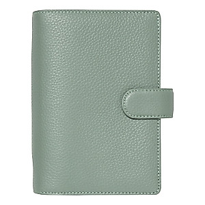 Filofax Norfolk Organizer, Personal Size, Sage - Soft Full-Grain Leather, Six Rings, with Week-to-View Calendar Diary, Multilingual, 2024 (C022636-24)