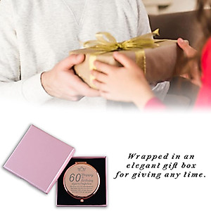 60 Year Old Birthday Gifts for Women Rose Gold Compact Cute for Purse Travel Folding Hand Mirror for Grandma Wife Teacher Best Friend BFF