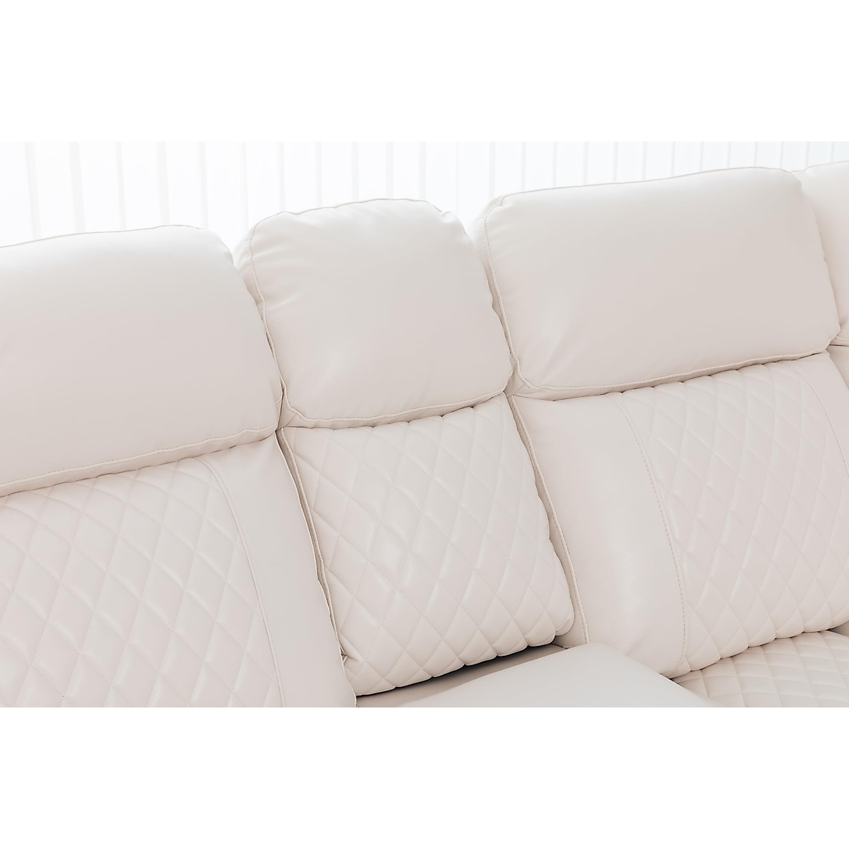 Kingway Inc Lionel Power Recliner Sectional Sofa, White