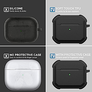 AirPods 3rd Generation Case (2021), Atemto Full-Body Hard Shell Protective Apple AirPods 3 Case Cover Protector with Carabiner Support AirPods Gen 3 Wireless Charging[Front LED Visible], Black