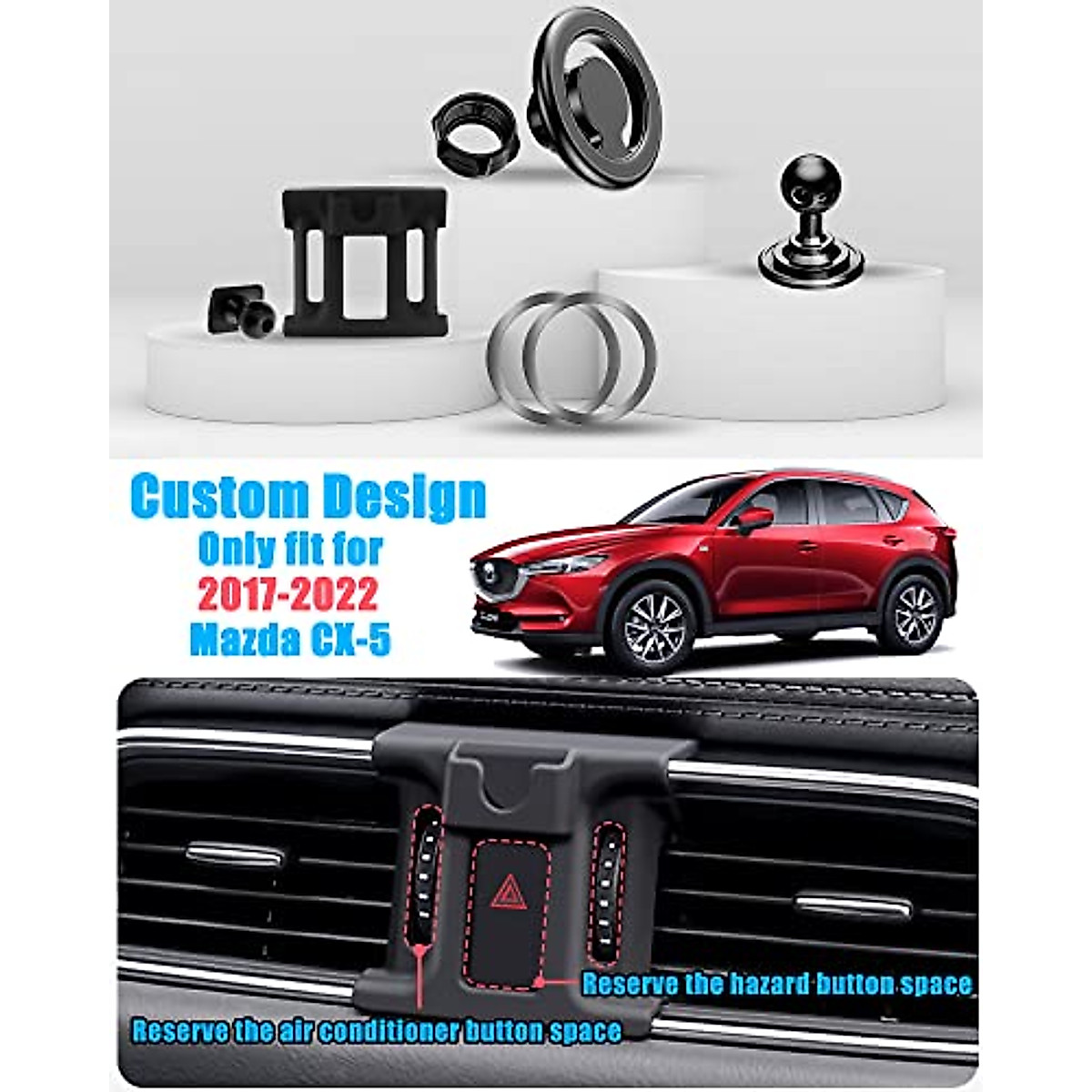 VE VE POWER Car Phone Holder, Air Vent Phone Holder, Car Mount for Mazda CX5 2017-2023, Magsafe Magnetic Navigation Stand Fit for iPhone 14 13 12 Pro Max Plus Mini, MagSafe Case, All Phones