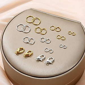KOPOX 5 Sizes Silver and Gold Open Jump Rings, 500PCS O Rings and Lobster Clasps, Small and Large Jump Rings for Jewelry Making and Keychains
