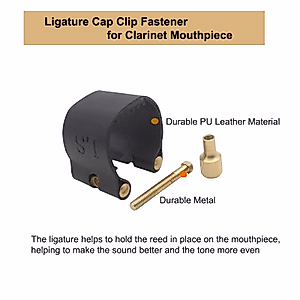 Bb Clarinet Leather Ligature and Plastic Clarinet Mouthpiece Cap Ligature Fastener Mouthpiece Cover for Clarinet