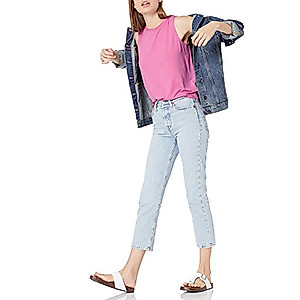 Amazon Essentials Women's Relaxed-Fit Sleeveless Muscle Tank Top, Bright Pink, Large