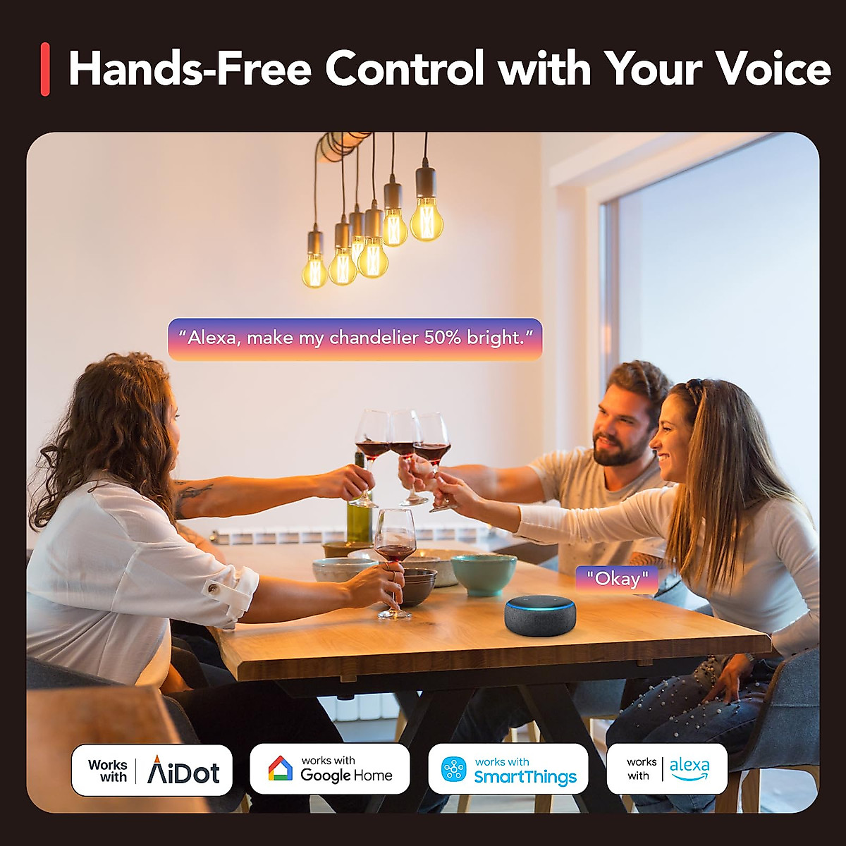 OREiN Smart LED Edison Light Bulb with Remote Control WiFi A19 Vintage Light Bulbs E26 Base 800Lm, 8W 60W Equiv Tunable 2700K-6500K Filament Bulbs Work with Alexa/Google/Aidot APP 4pack+1Romote…