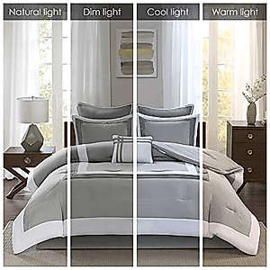 Comfort Spaces Malcom Cozy Comforter Set - Modern Trendy Design, All Season Down Alternative Bedding, Matching Shams, Hotel Deluxe Gray, Queen