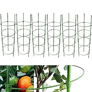 Adjustable Tomato Cage,36" Plant Support Garden Plant Stakes Cucumber Trellis with 4 Adjustable Ring for Climbing Plants Vegetables，Flowers，Fruit,Rose Vine Climbing Plants(6 Pack)