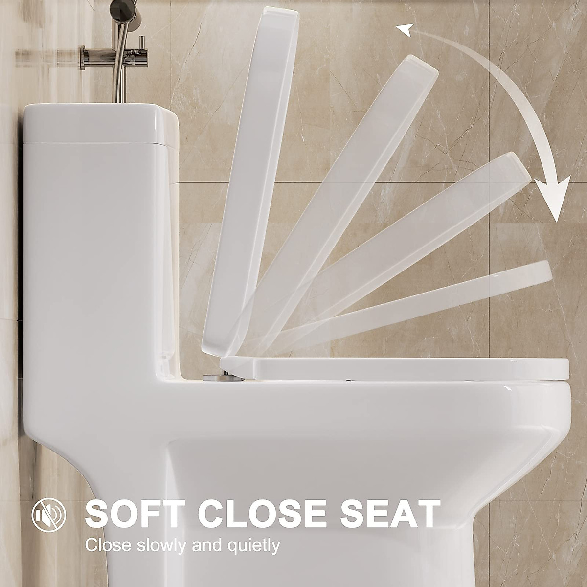 HOROW HWMT-8733 Small Compact One Piece Toilet For Bathroom, Powerful & Quiet Dual Flush Modern Toilet, 12'' Rough-In Toilet & Soft Closing Seat Include, 25"D x 13.4"W x 28.4"H, White