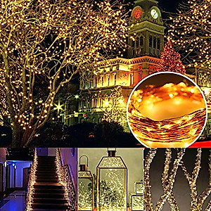 AZNOSUN Outdoor Solar String Lights, 2 Pack 120 led 39 feet Solar Fairy Lights LED Waterproof 8 Patterns Home Decoration Garden Trees Christmas Garden Terrace Party Lights