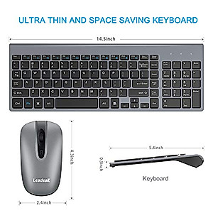 LeadsaiL Wireless Keyboard and Mouse Combo, Wireless USB Mouse and Computer Keyboard Set, Compact and Silent for Windows Laptop, Desktop, PC