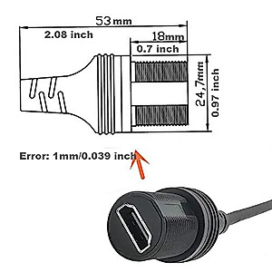 Kework 0.3 Meter HDMI Version 2.0 Mount Cable, HDMI Male to Female Flush Panel Mount Extension HD Cord for Car Truck Boat Motorcycle Dashboard, 4K2K & 60 HZ (HDMI Mount)