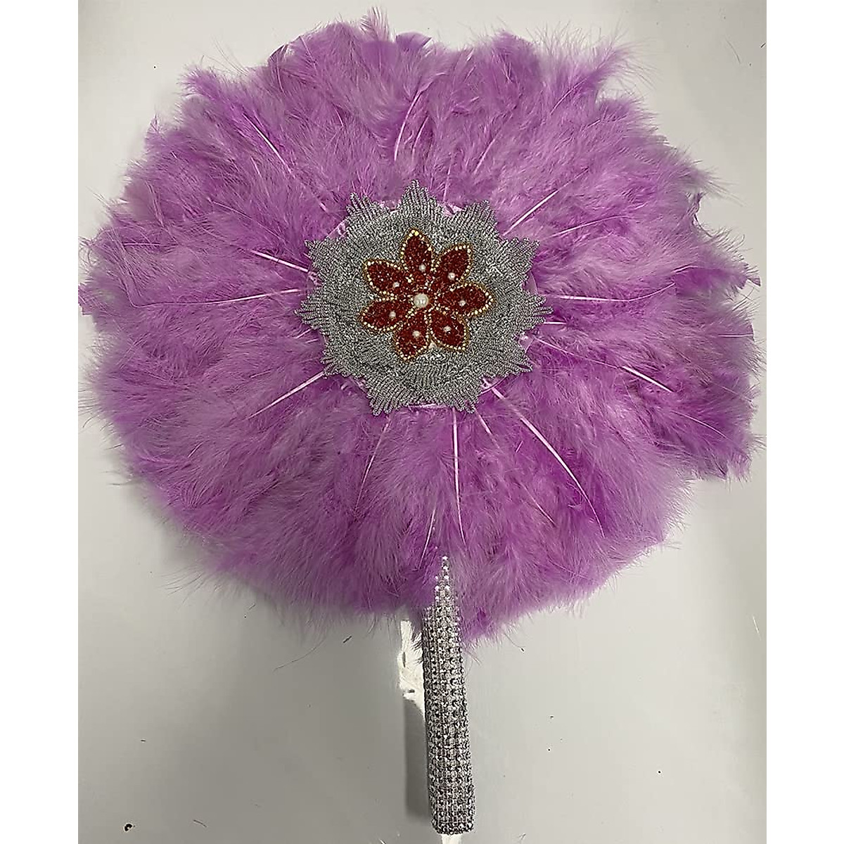 Msbfea Hand Feather Fan Handmade Luxurious African Dance Lace Feather Fans for Wedding Party Gift Top Wedding Decoration Color 425