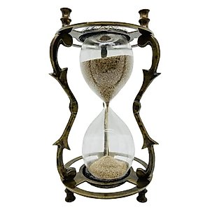 Royal Handicraft Zig-Zag Antique Timer Vintage Style Brass & Glass Sand Timer Hourglass Nautical Maritime Sand Clock. Dual Side Beautiful Engraved Design Unique Sand Brown