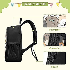Blueangle Cute Cartoon Cats Print Waterproof Backpack - Lightweight Backpack Boys Girl 2-6 Year School Bag（872）