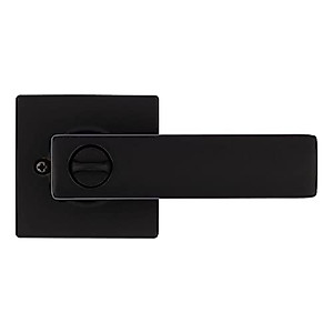 Kwikset Breton Keyed Entry Door Lever featuring SmartKey Security and Microban in Matte Black