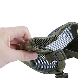 AOUTACC Airsoft Mask, Half Face Mesh Masks with Ear Protection for CS/Hunting/Paintball/Shooting (Mesh Ear, Gray)