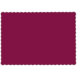 Hoffmaster 310524 Paper Placemat, 13-1/2" Length x 9-1/2" Width, Scalloped Edge, Burgundy (Case of 1000)