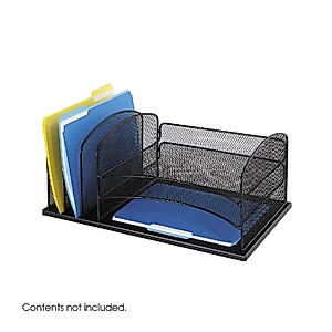 Safco Products Onyx Mesh 3 Sorter/3 Tray Desktop Organizer 3254BL, Black Powder Coat Finish, Durable Steel Mesh Construction