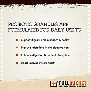 FullBucket Equine Probiotic Granules with Saccharomyces boulardii for Daily Digestive Optimization; Concentrated Formula with 25 Billion CFUs - 30 Servings