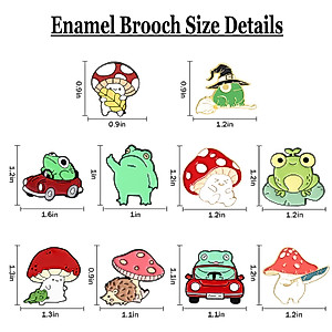 Cute Mushroom Frog Enamel Tiger Animal Pin Brooches Sets,Cartoon Lapel Badge Funny Button Cat Pins Jewelry for Backpack Cloths Hats Decorations (Frog mushroom)