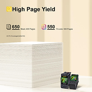 260XL and 261XL Ink Cartridges Replacements for Canon 260 and 261 Ink Cartridges Work for PIXMA G7020 TR7020 TR7020a TS6420 TS6420a TS5320 All-in-One Wireless Printers ( 2 Pack, 1 Black&1 Tri-Color)