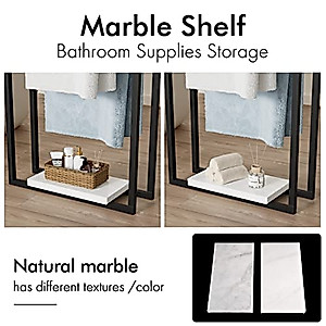 KES Standing Towel Rack with Heavy Marble Base, 38" H Towel Racks for Bathroom 2-Tier, Blanket Rack for Bathroom Floor, Matte Black, BTH501-BK