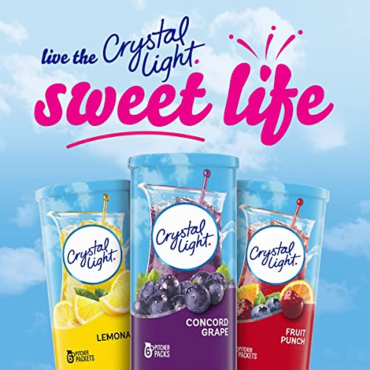 Crystal Light Sugar-Free Concord Grape Low Calories Powdered Drink Mix 6 Count Pitcher Packets