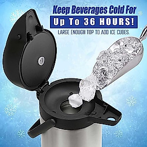 Airpot Coffee Dispenser with Pump - 102 oz Insulated Stainless Steel Coffee Carafe - Thermal Beverage Dispenser - Thermos Urn for Hot/Cold Water, Party Chocolate Drinks