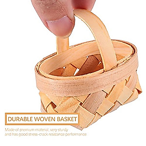 YARNOW 12pcs Miniature Picnic Baskets with Handles Small Wood Chip Baskets Dollhouse Tiny Woven Basket Mini Party Favor Basket for Fairy Garden Crafts Decor