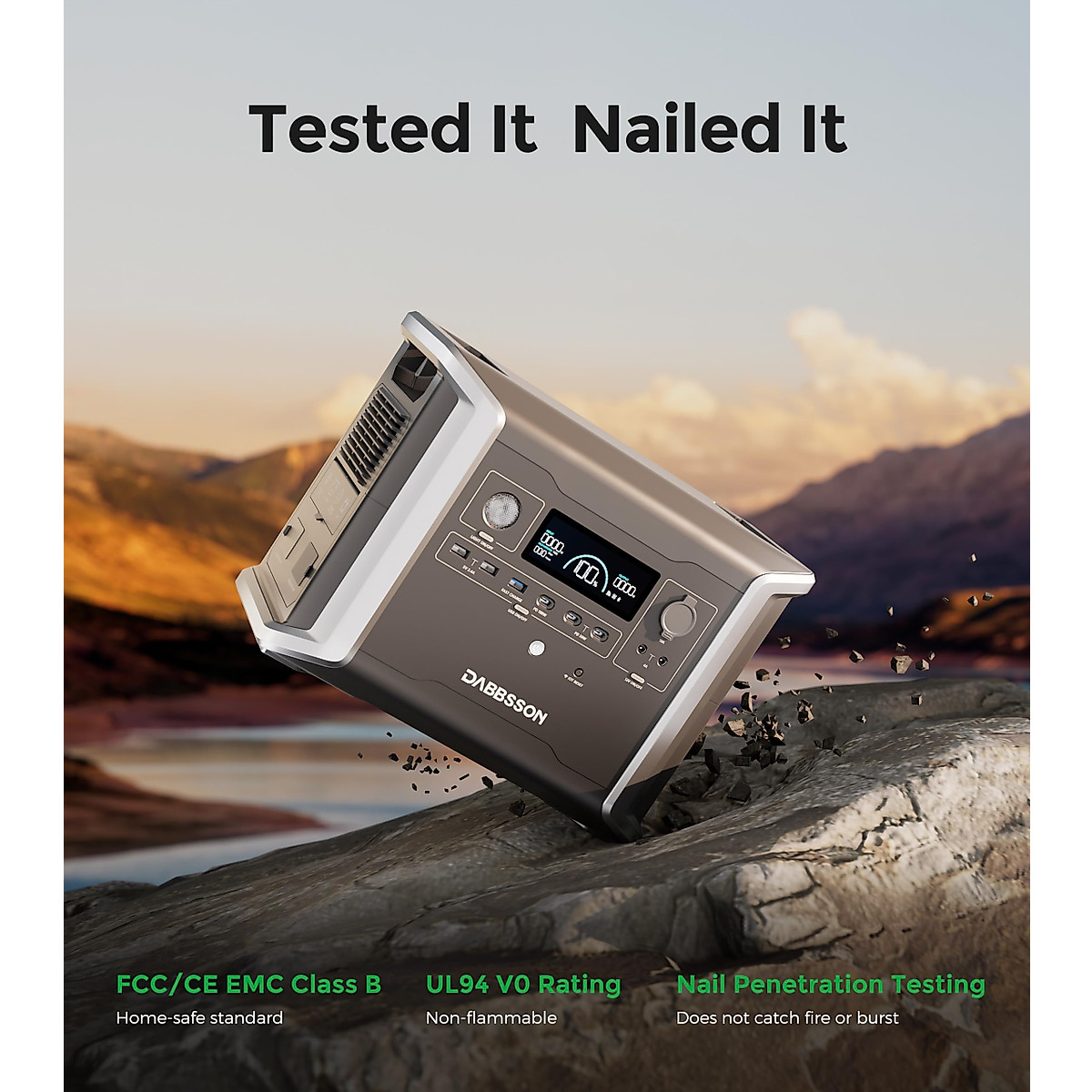 Dabbsson Portable Power Station DBS1300, 1330Wh Solar Generator with 4x1200W AC Outlets, EV Semi-Solid State LiFePO4 Battery, Solar Powered Generator for Camping, Home Backup, Emergency, RV