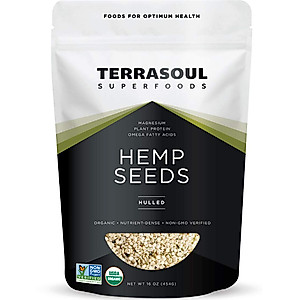 Terrasoul Superfoods Organic Hemp Seeds, 16 Oz, Versatile Superfood for Smoothies, Salads, and Grain-Free Toppings