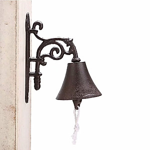 Cast Iron Wall Door Bell, Wall Mounted Welcome Door Bell Home Garden Decor, Retro, Rustic, Vine