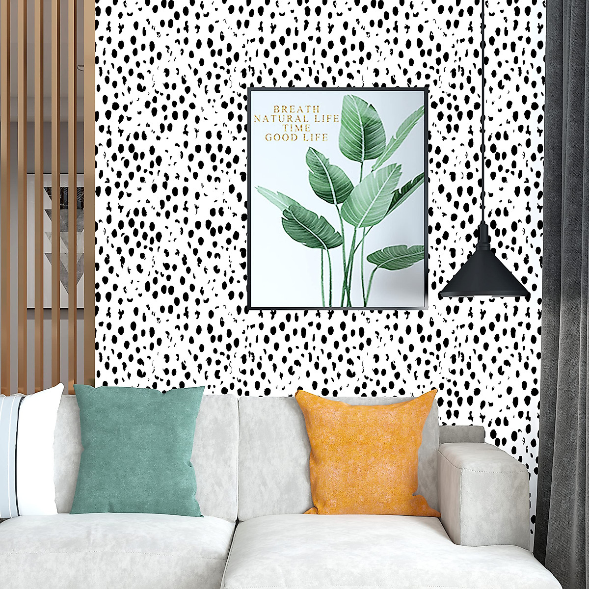 Black Dot Wallpaper Black and White Peel and Stick Wallpaper for Bedroom Removable Wallpaper Self Adhesive Wallpaper Modern Contact Paper for Cabinets 17.7"× 393" Waterproof Vinyl Film Roll