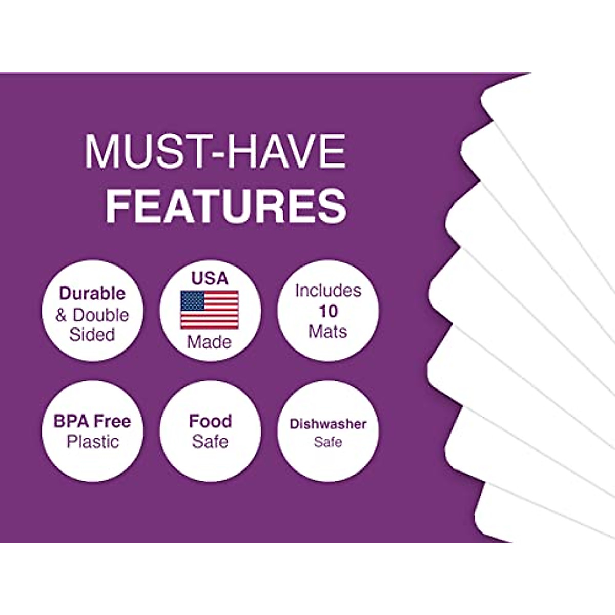 Arrow Plastic Flexible Cutting Mats - White Cutting Board, 10 Pack - Made in the USA, BPA Free - Ideal for Cutting and Chopping - Measures 15 x 12 Inches