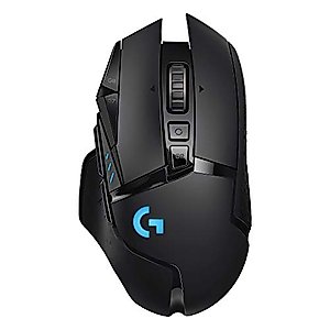 Logitech G502 Lightspeed Wireless Gaming Mouse with Hero 25K Sensor, PowerPlay Compatible, Tunable Weights and Lightsync RGB - Black