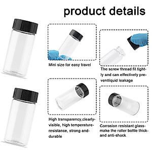 JIUWU 20 Pack, 20 ml Clear Glass Vials with Screw Caps 5 Dram Small Size Storage Bottle Container with Lids for Lab/Travel Essential Oil Samples Anointing Oil Vial Specimen and Water Sample Bottles