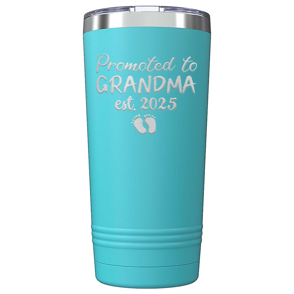 shop4ever Promoted to Grandma Est. 2025 Tumbler Insulated Tumbler 20 oz. with Lid, Stainless Steel Cups Travel Coffee Mug New Grammy Baby Announcement Gift (Teal)