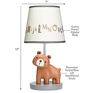 Bedtime Originals Animal Alphabet Brown/Gray Bear Nursery Lamp with Shade & Bulb