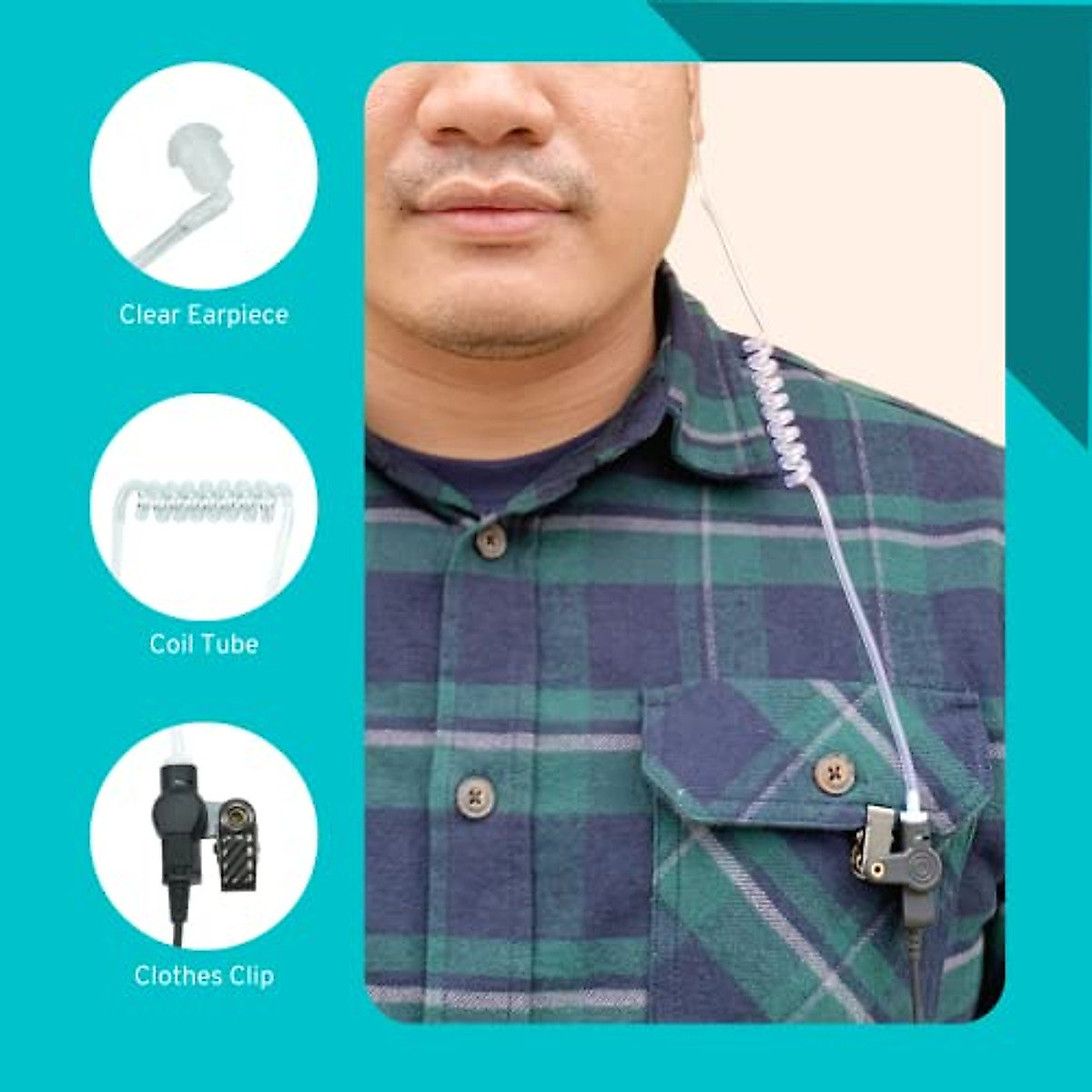 MaximalPower RHF 617-1N 3.5mm Receiver/Listen ONLY Surveillance Headset Earpiece with Clear Acoustic Coil Tube Earbud Audio Kit for Two-Way Radios, Transceivers and Radio Speaker Mics Jacks (3 Pack)