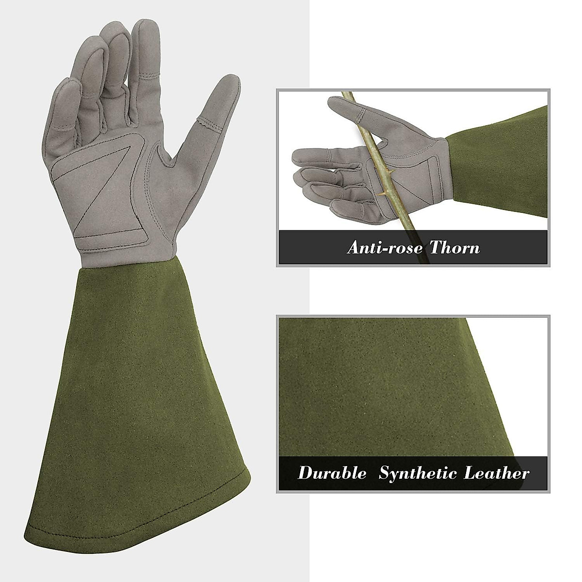 Intra-FIT Rose Pruning Gloves Thorn Proof, Embroidery Leather Gardening Gloves with Extra Long Forearm Protection