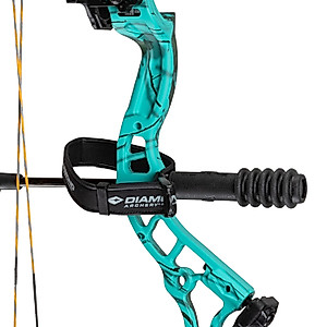 DIAMOND ARCHERY Infinite 305 Adjustable Fully Accessorized Hunting Compound Bow - 7-70 LBS Draw Weight, 19"-31" Draw Length, 305 FPS, Right Hand, Teal Country Root