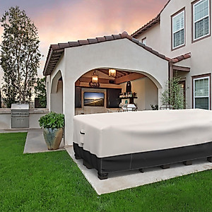 Niminex Patio Furniture Covers Waterproof ,600D Heavy Duty Tear Resistant Outdoor Table Cover,Wind & Snow Resistant Outdoor Furniture Cover,Patio Table Cover For Table And Chair Sets-107 X 81 X 28 In