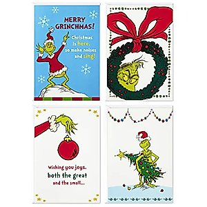 Hallmark Image Arts Boxed Christmas Cards Assortment, Classic Grinch (4 Designs, 24 Christmas Cards with Envelopes)