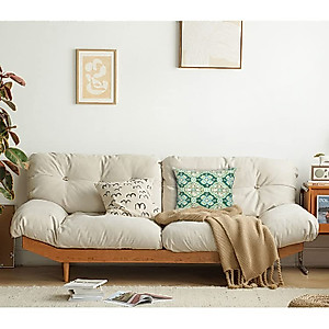 FUNHOME Set of 2 Patio Lumbar Pillows with Insert, 12”x20” Waterproof Fade Resistant Outdoor Lumbar Pillow, Decorative Garden All Weather Lumbar Cushions for Home Patio Coach Sofa Use-Green Medal