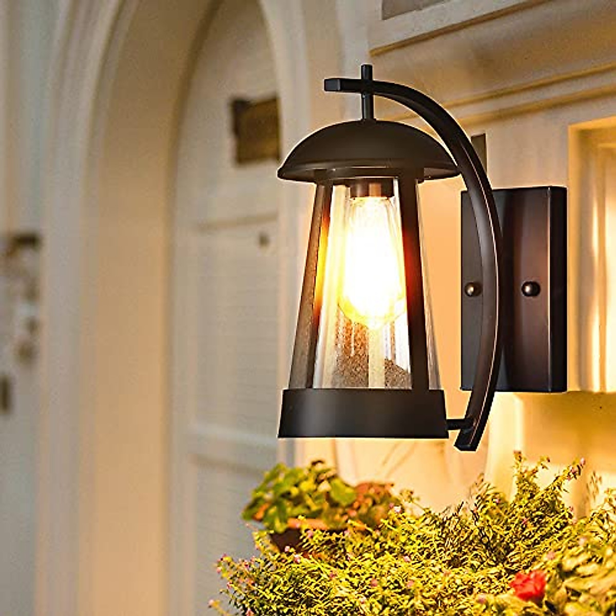 TONPOP Outdoor Lighting Fixture Wall Lamp Minimalist Creativity Wall Lighting Black High Temperature Baking Paint Sconce Wall Lights E27 Base for Doorway Balcony Staircase Courtyard