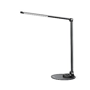 sympa LED Desk Lamp, Aluminum Alloy Dimmable LED Table Lamp with 3 Color Modes, 6 Brightness Levels, USB Charging Port, Adjustable Angle, Memory Function, Table Lamp for Home Office Lighting, Grey