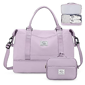 Weekender Bags for Women,Personal Item Travel Bag with Shoes Compartment,Overnight Travel Duffel Bag with Wet Pocket and Separate Toiletry Bag,Gym Bag