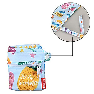 Damero 2Pcs Wet Dry Bag with 2 Zippered Pockets and Snap Handle for Cloth Diaper, Swimsuit, Clothes, Ideal for Travel, Exercise, Daycare, Roomy and Water-Resistant (Small+Large,Summer Style)