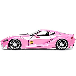 Jada Toys Mighty Morphin Power Rangers 1:24 Toyota FT-1 Concept Die-cast Car w/ 2.75" Pink Ranger Figure, Toys for Kids and Adults